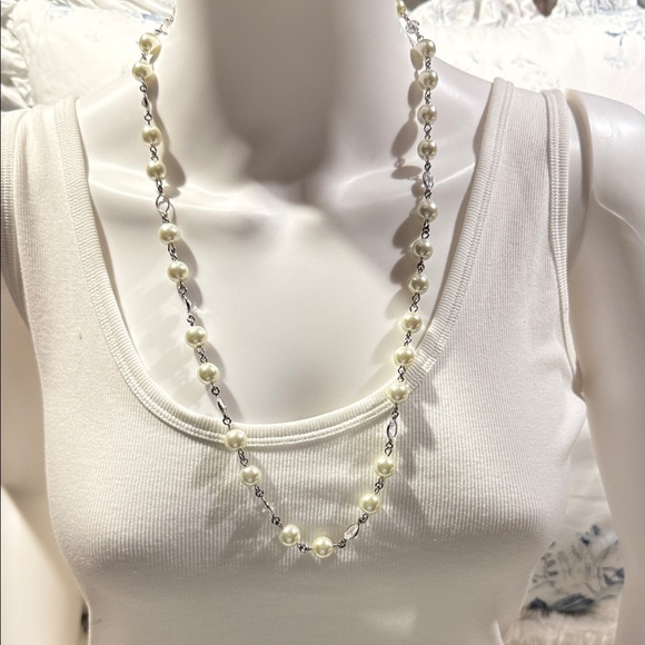 Chaps | Jewelry | Chaps Pearl Necklace With Silver Details | Poshmark